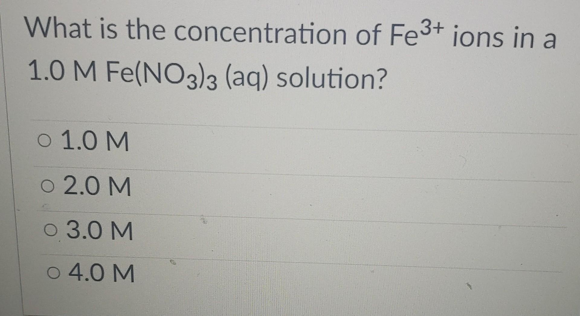 Solved What is the concentration of Fe3+ ions in a | Chegg.com
