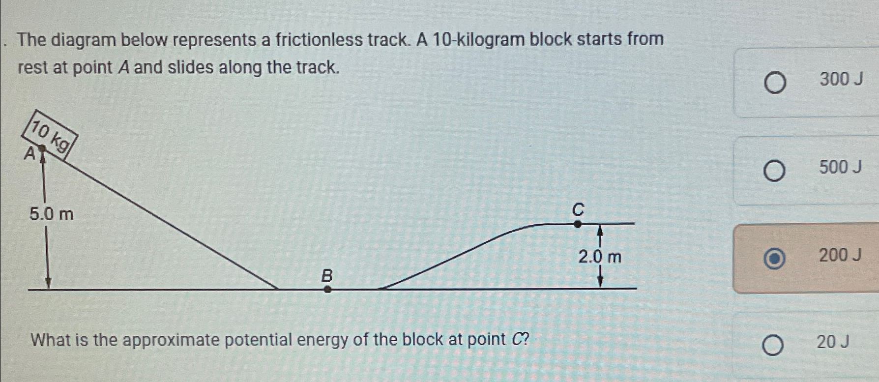 Solved The diagram below represents a frictionless track. A | Chegg.com