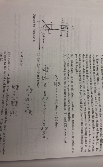 Solved 5. Give the necessay 6. The hanging chain. In this | Chegg.com