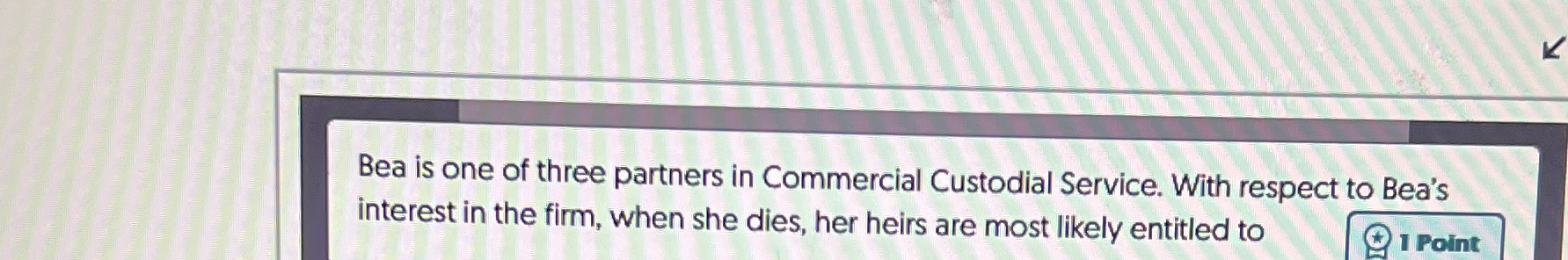 Solved Bea is one of three partners in Commercial Custodial | Chegg.com