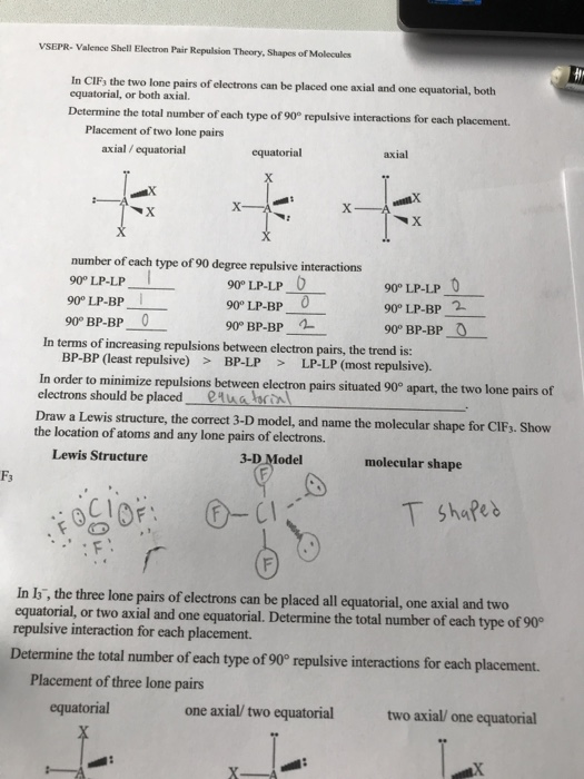 Solved VSEPR-Valence Shell Electron Pair Repulsion Theory, | Chegg.com