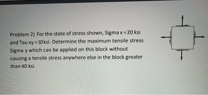Solved Problem 2) For the state of stress shown, Sigma x = | Chegg.com