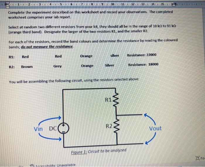 Complete the experiment described on this worksheet | Chegg.com
