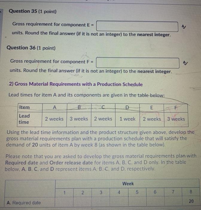 Solved (Chapter 14) Gross Material Requirements Plan The | Chegg.com