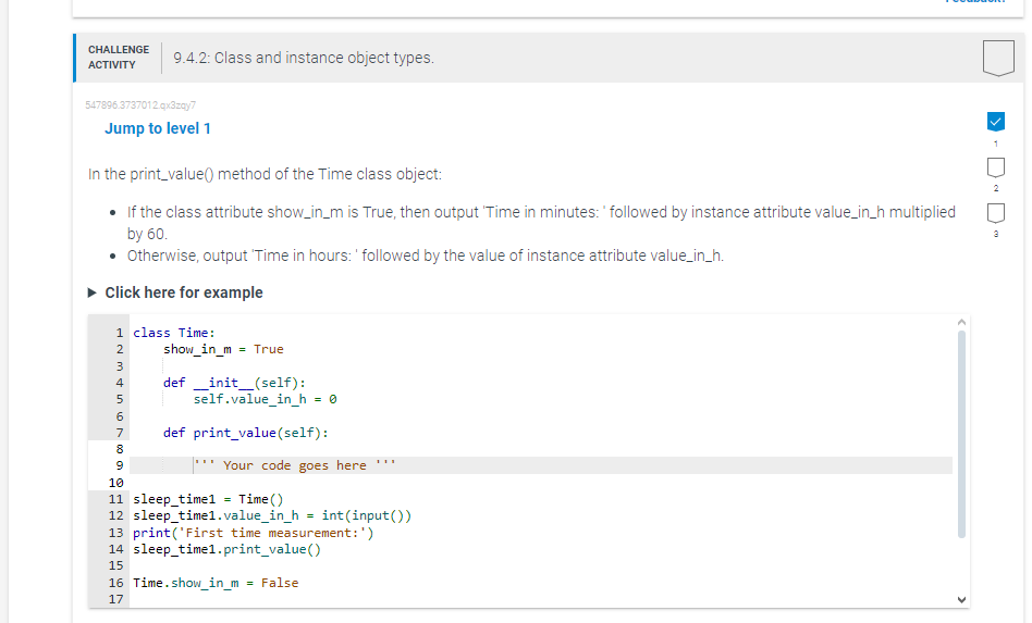 Solved 9.4.2: Class and instance object | Chegg.com