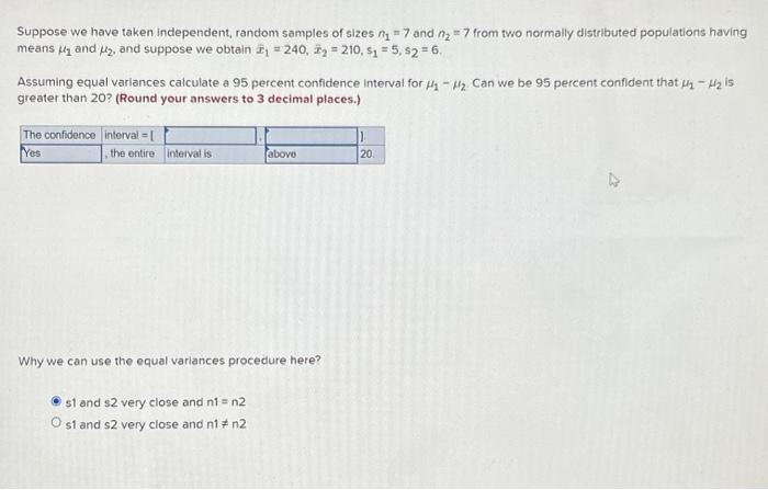 Solved Suppose we have taken independent, random samples of | Chegg.com