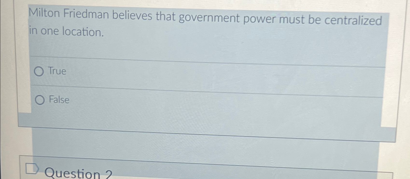 Solved Milton Friedman believes that government power must | Chegg.com
