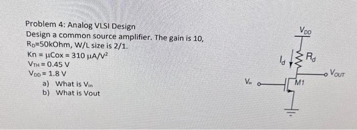 Solved Problem 4: Analog VLSI Design Design a common source | Chegg.com