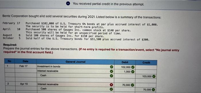 Solved You received partial credit in the previous attempt. | Chegg.com