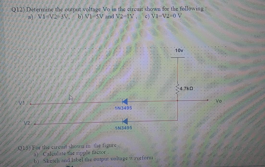 Solved Q12) Determine the output voltage Vo in the circuit | Chegg.com