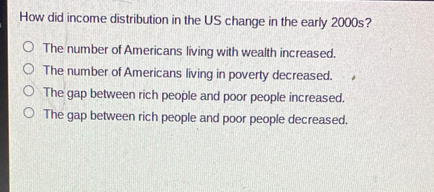Solved How did income distribution in the US change in the | Chegg.com
