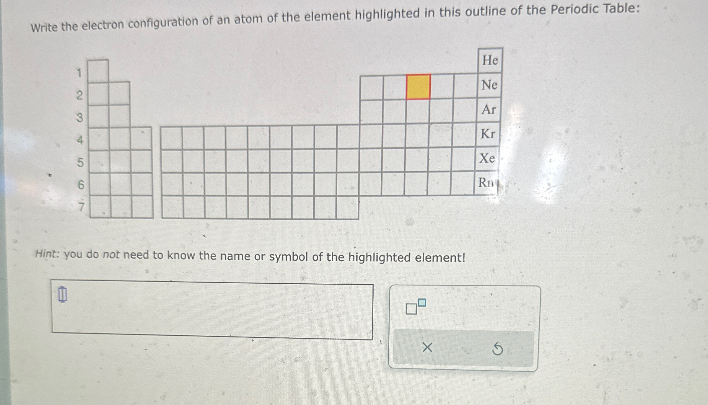 Solved Write the electron configuration of an atom of the | Chegg.com