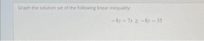 Solved Graph the solution set of the following linear | Chegg.com