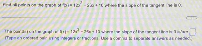 Solved Find all points on the graph of f(x)=12x2−26x+10 | Chegg.com