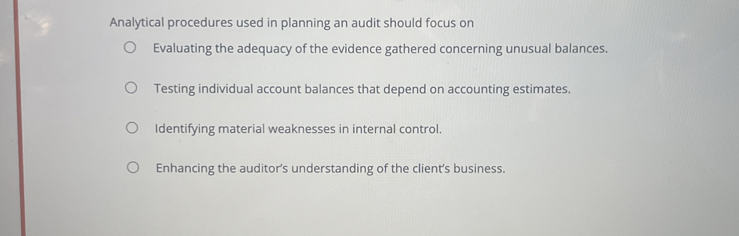 Solved Analytical procedures used in planning an audit | Chegg.com