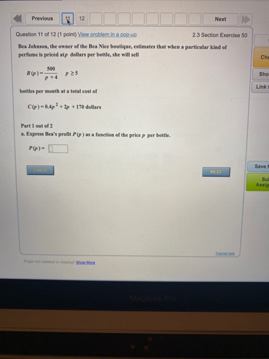 Solved Previous 12 Next Question 11 of 12 (1 point) View | Chegg.com