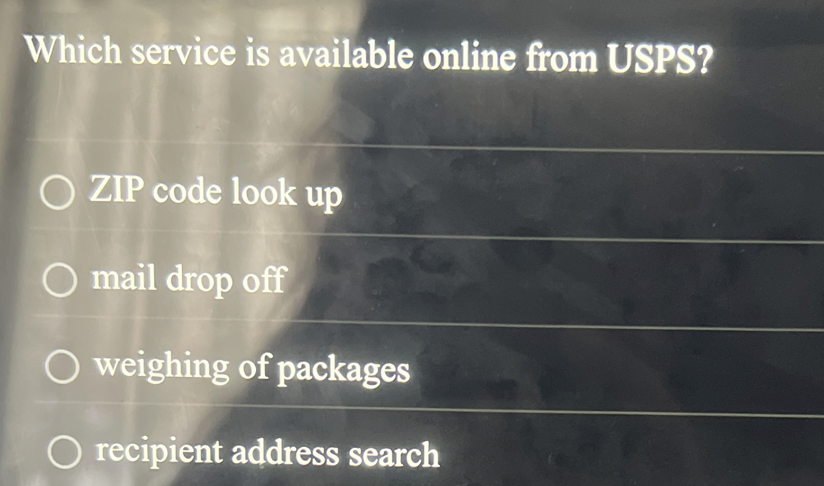 Solved Which service is available online from USPS?ZIP code | Chegg.com