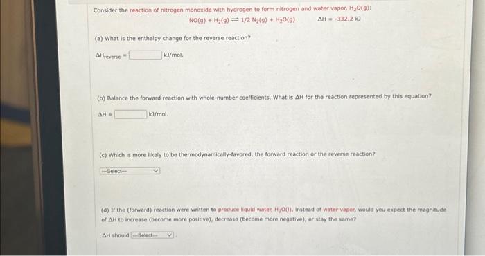 Solved options for part (c) - the forward reaction - the | Chegg.com
