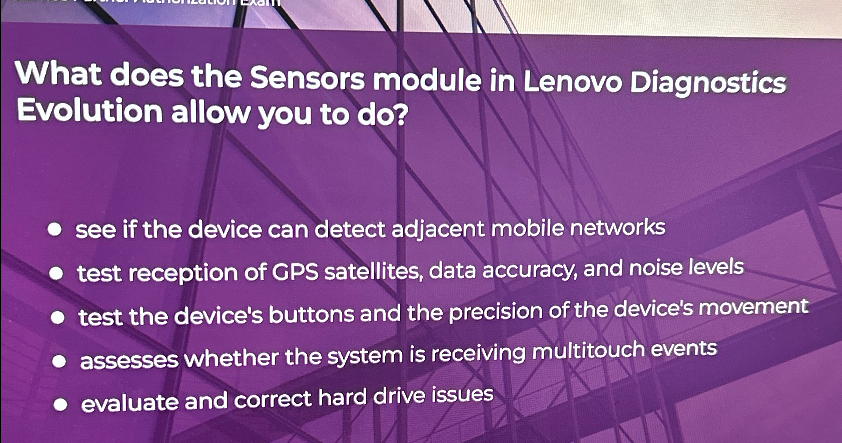 Solved What does the Sensors module in Lenovo Diagnostics | Chegg.com