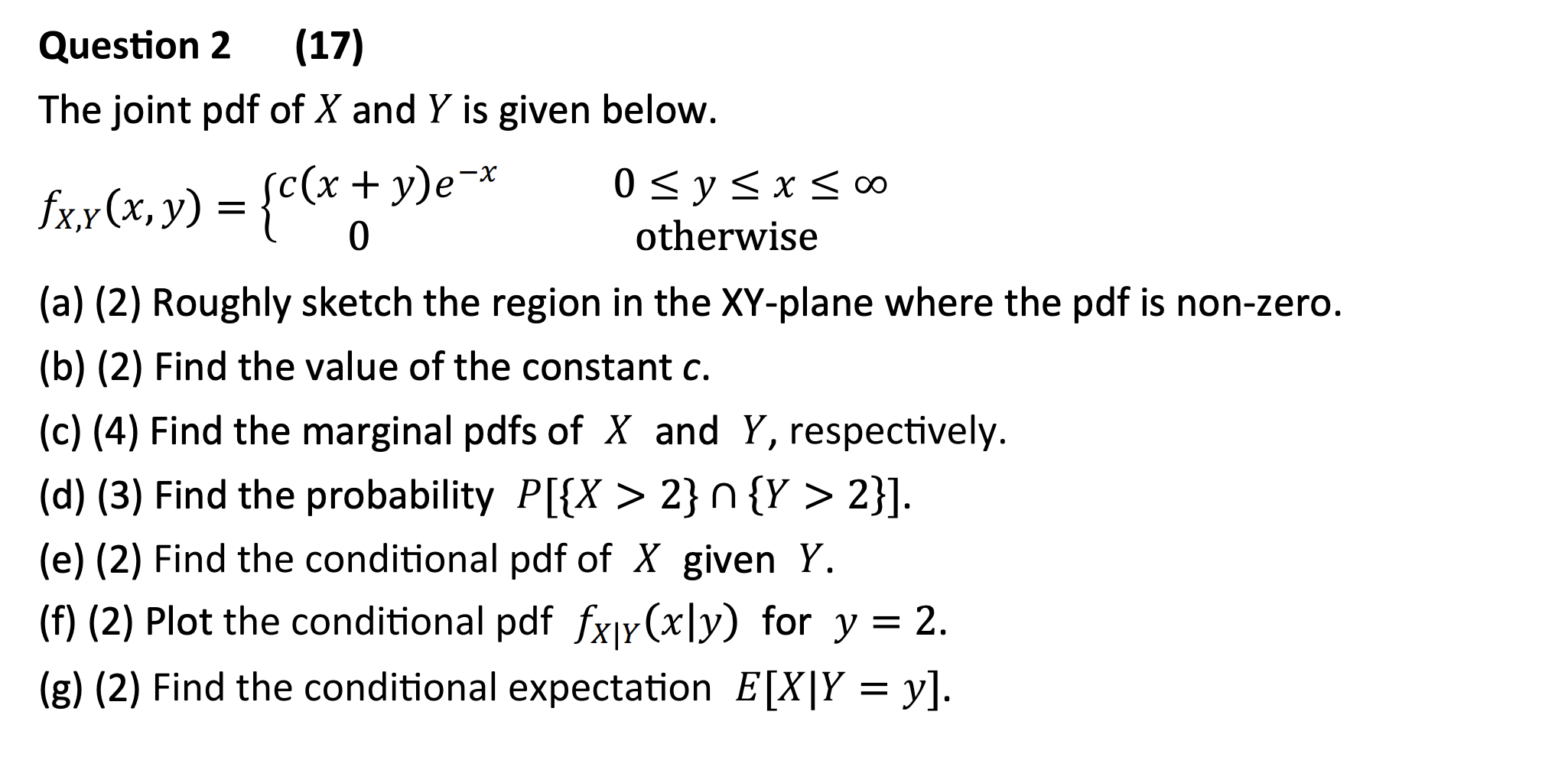 Solved Question 2The joint pdf of x ﻿and Y ﻿is given | Chegg.com