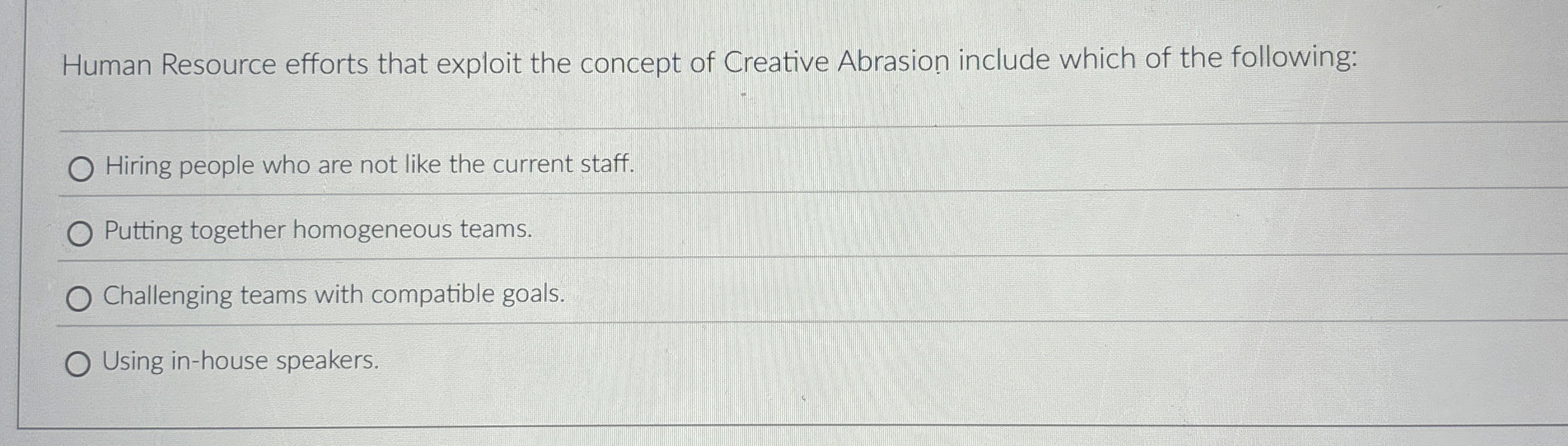 Solved Human Resource efforts that exploit the concept of | Chegg.com