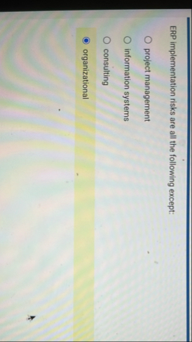 Solved ERP implementation risks are all the following | Chegg.com