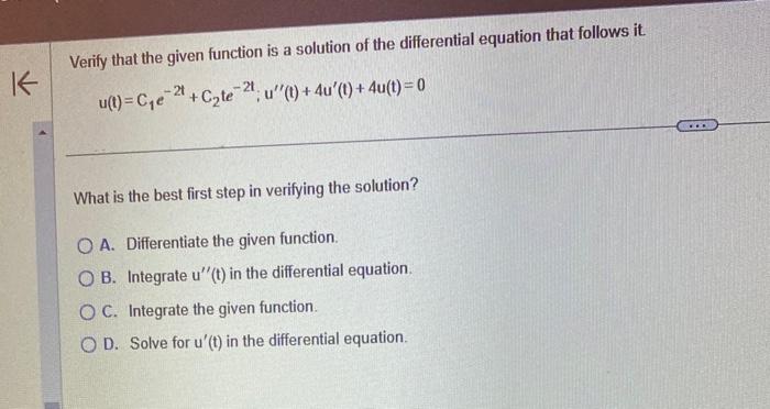Solved Verify that the given function is a solution of the | Chegg.com