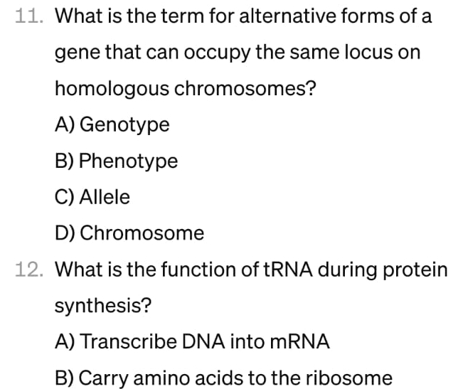 Solved What is the term for alternative forms of a gene that | Chegg.com