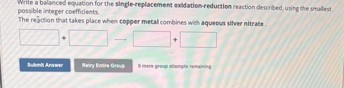 Solved Write a balanced equation for the single-replacement | Chegg.com
