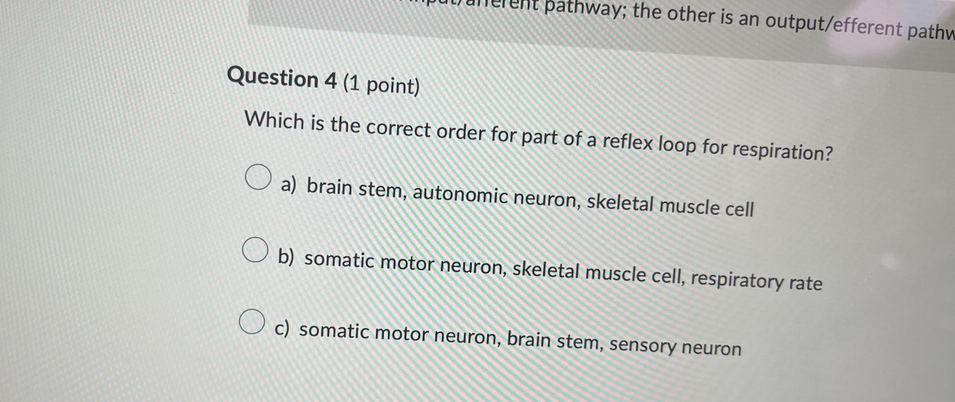 Solved Question 4 (1 ﻿point)Which is the correct order for | Chegg.com