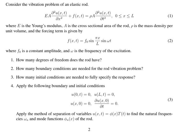 Solved Consider the vibration problem of an elastic rod. | Chegg.com