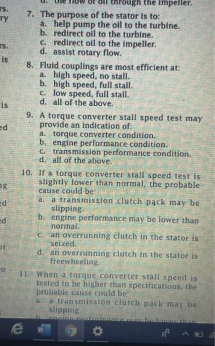 Solved 144 CHAPTER 11 12. Torque converter stall speed tests | Chegg.com