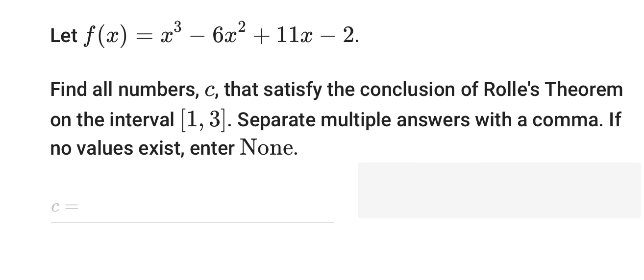 Solved Let f(x)=x3-6x2+11x-2.Find all numbers, c, ﻿that | Chegg.com