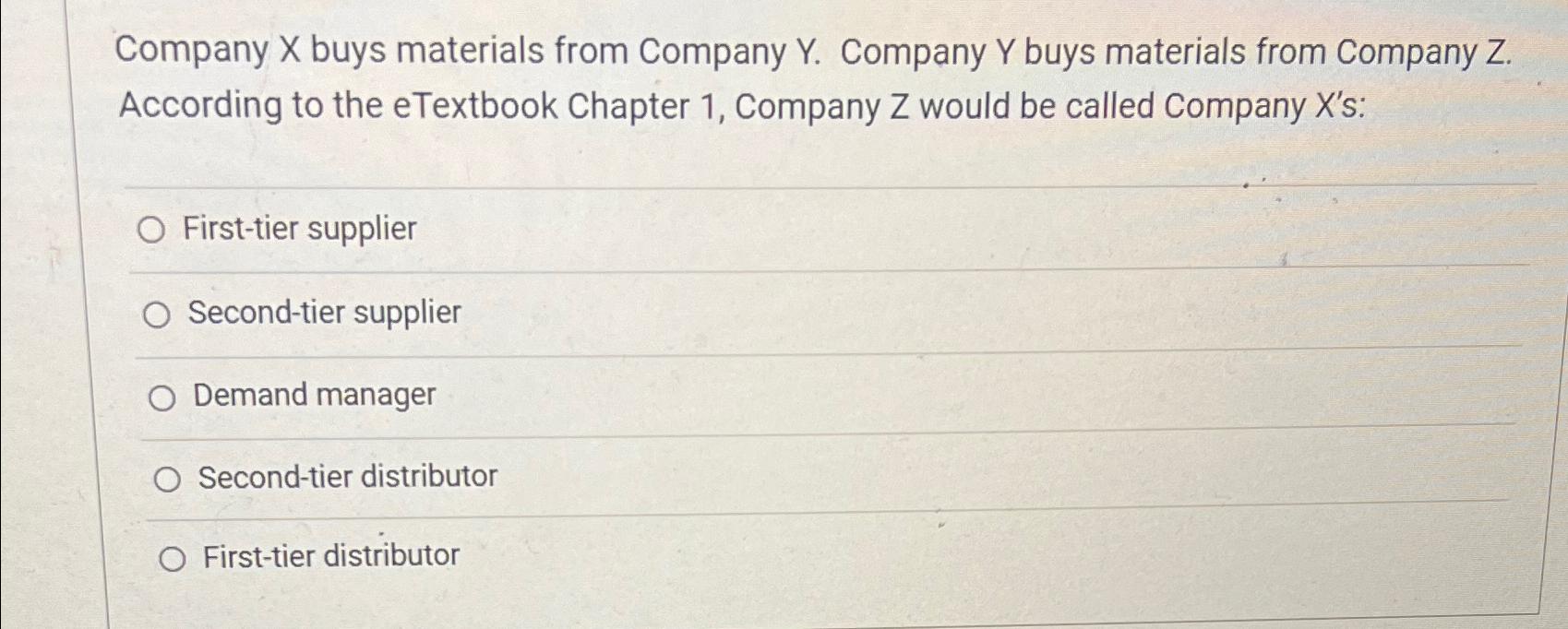 Solved Company x ﻿buys materials from Company Y. ﻿Company Y | Chegg.com