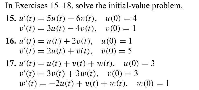 In Exercises 15-18, ﻿solve the initial-value | Chegg.com