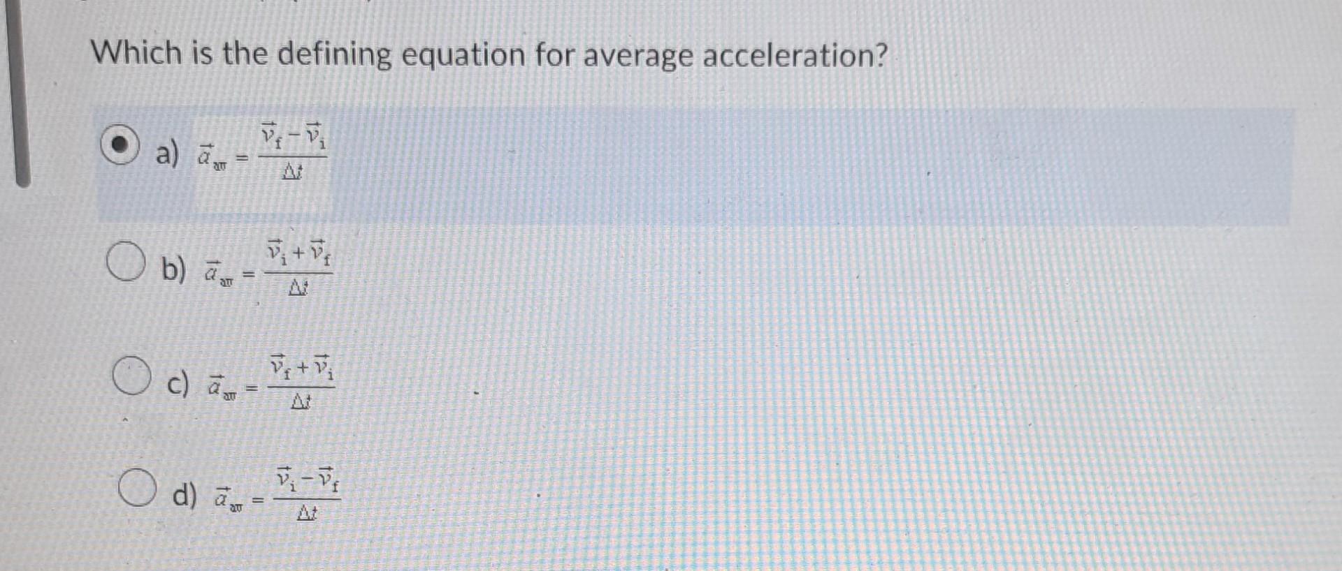 Solved Which is the defining equation for average | Chegg.com