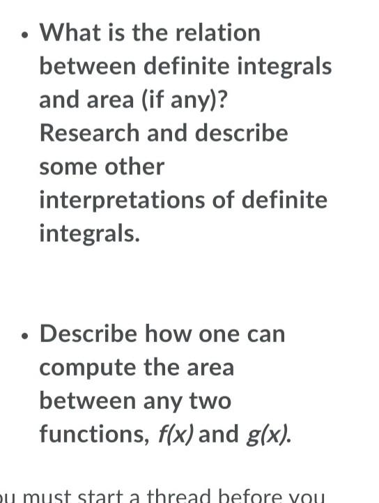 Solved . What is the relation between definite integrals and | Chegg.com