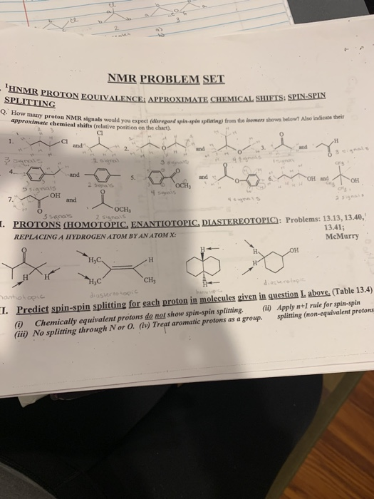 Solved mnr spectra identifying proton signals , do these | Chegg.com