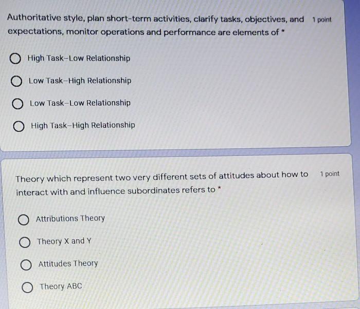 Solved Authoritative style, plan short-term activities, | Chegg.com
