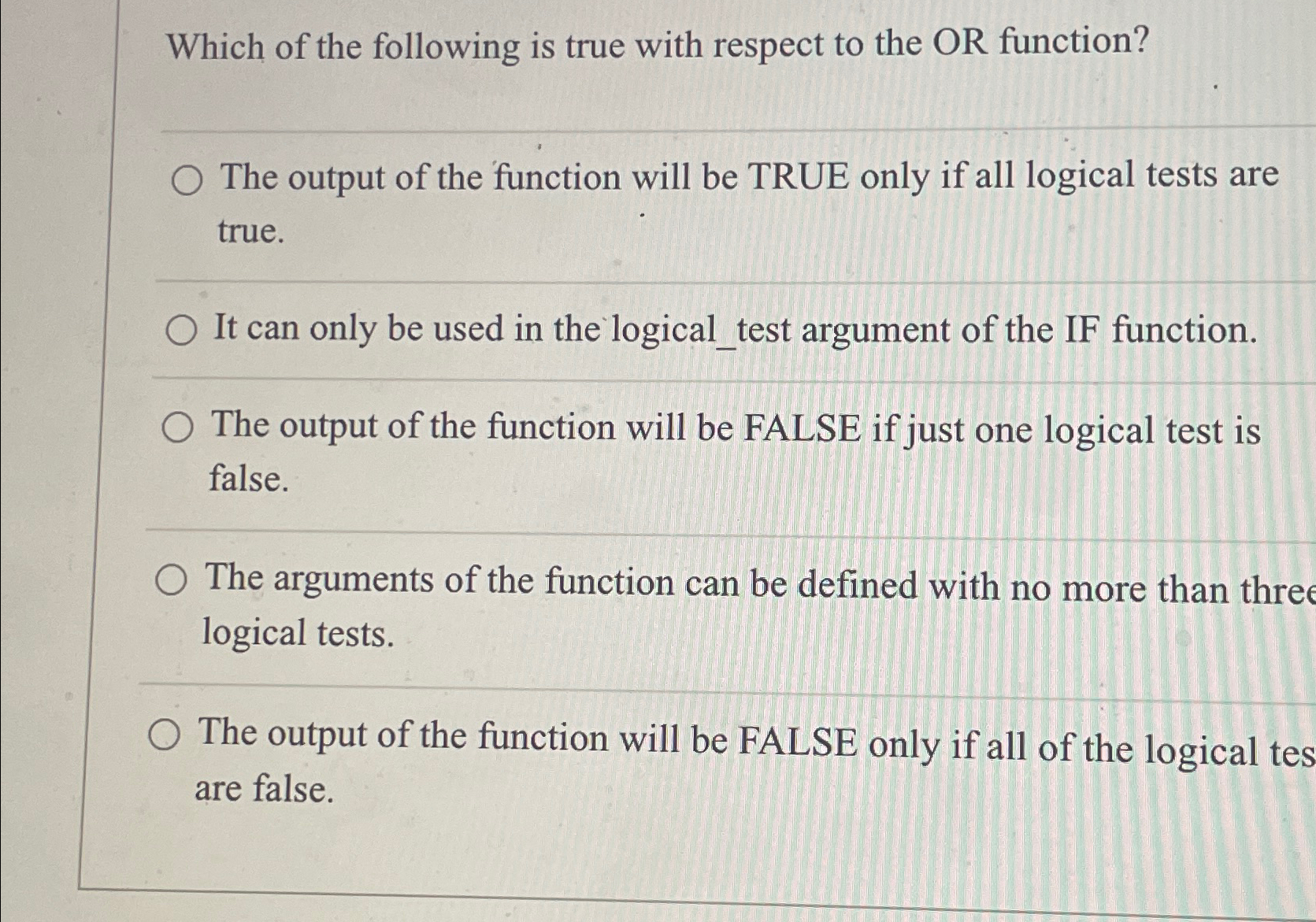 Solved Which of the following is true with respect to the OR | Chegg.com