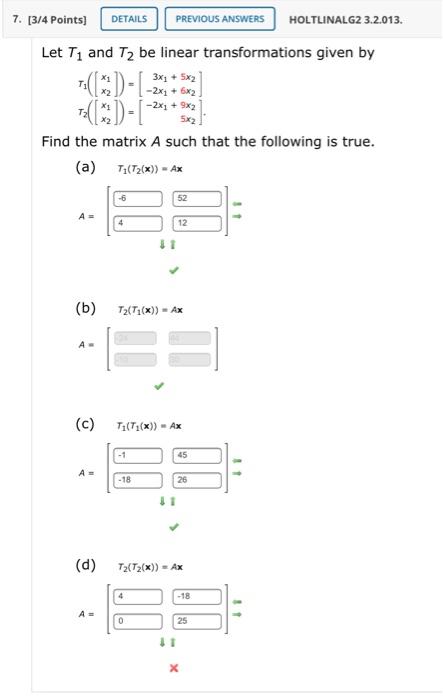 Solved 3. [2/3 Points) DETAILS PREVIOUS ANSWERS HOLTLINALG2 | Chegg.com Solved 3. [2/3 Points) DETAILS PREVIOUS ANSWERS HOLTLINALG2 | Chegg.com