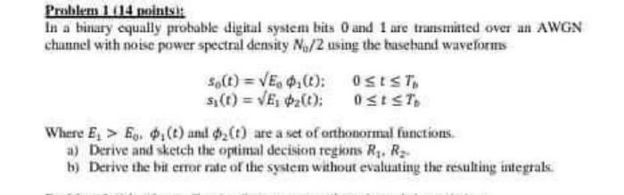 Solved Problem 1(14 points): In a binary equally probable | Chegg.com