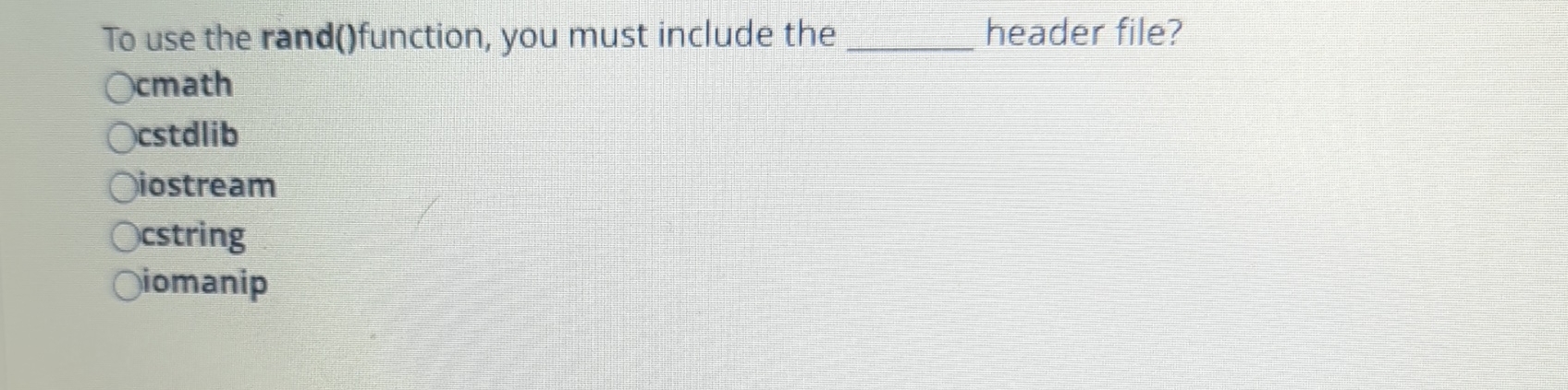 Solved To use the rand()function, ﻿you must include the q, | Chegg.com