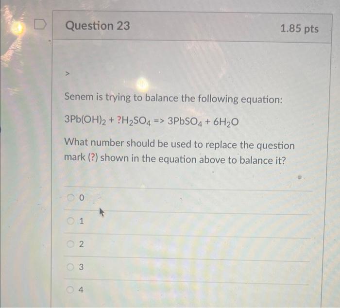 Solved Senem is trying to balance the following equation: 3 | Chegg.com