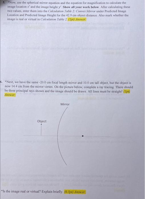 Solved Part Il Convex Mirrors In our first scenario, we have | Chegg.com