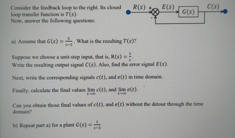 Solved Consider the feedback loop to the right. Its closed | Chegg.com