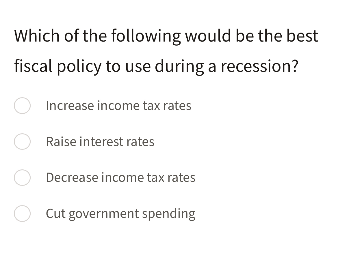 Solved Which of the following would be the best fiscal | Chegg.com