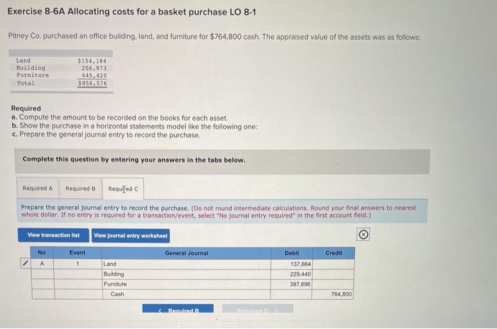 Solved Exercise 8-6A Allocating costs for a basket purchase | Chegg.com