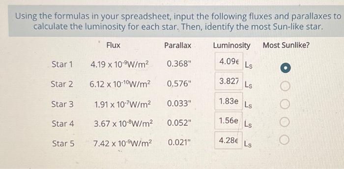 Solved Using the formulas in your spreadsheet, input the | Chegg.com
