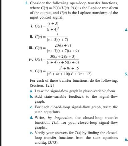 1. Consider the following open-loop transfer | Chegg.com